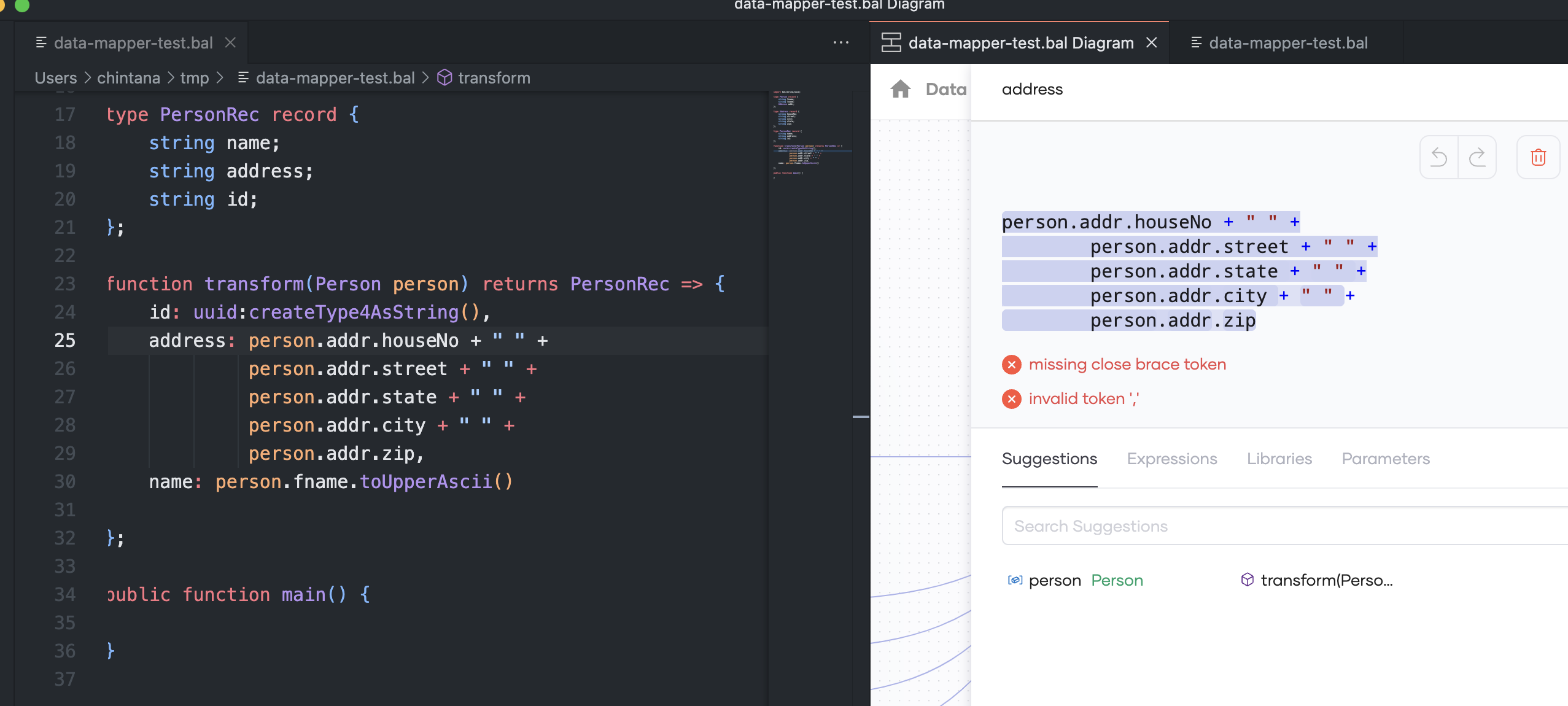 [Data mapper] UI shows a valid transform function as invalid · Issue #239 · wso2/ballerina ...
