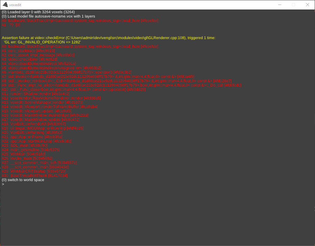 VOXEDIT: GLRenderer assert and volumes are flickering · Issue #86 · vengi-voxel/vengi · GitHub