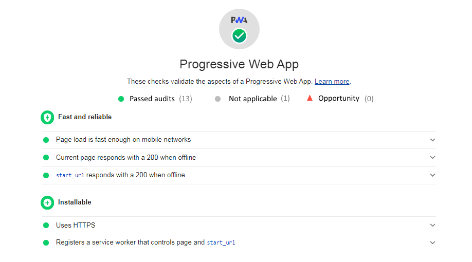 PWA not applicable audits are misleading · Issue #5558 · GoogleChrome/lighthouse · GitHub