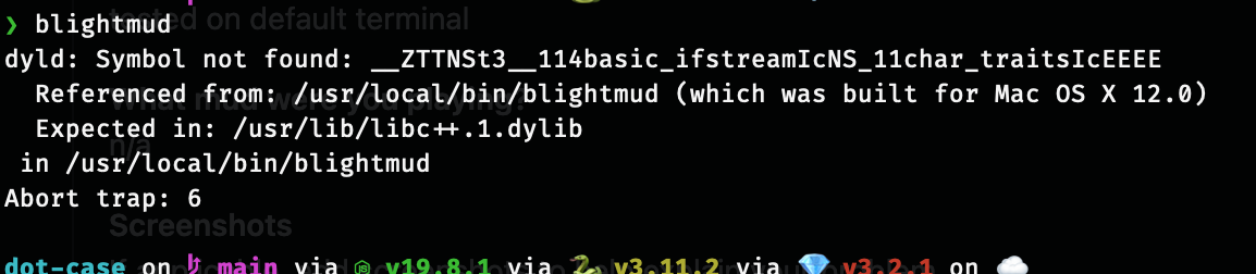 Failing To Start Up In Mac Osx Big Sur 1174 · Issue 768 · Blightmudblightmud · Github