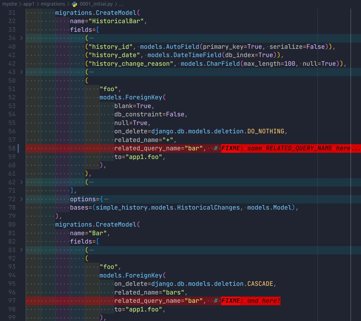 Same Related Query Name S Used In The Model And In The Historicalmodel Foreign Key S · Issue