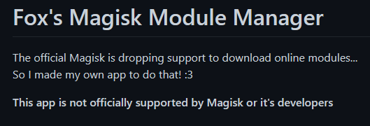 Lack of install documation. · Issue #63 · Fox2Code/FoxMagiskModuleManager · GitHub