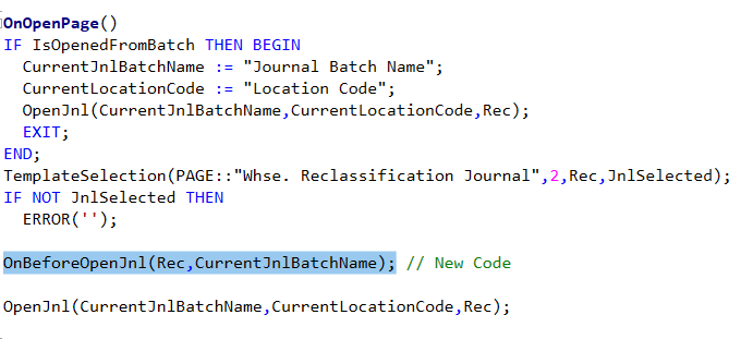 [Event Request] Page 7365 "Whse. Reclassification Journal" - OnBeforeOpenJnl · Issue #9642 ...