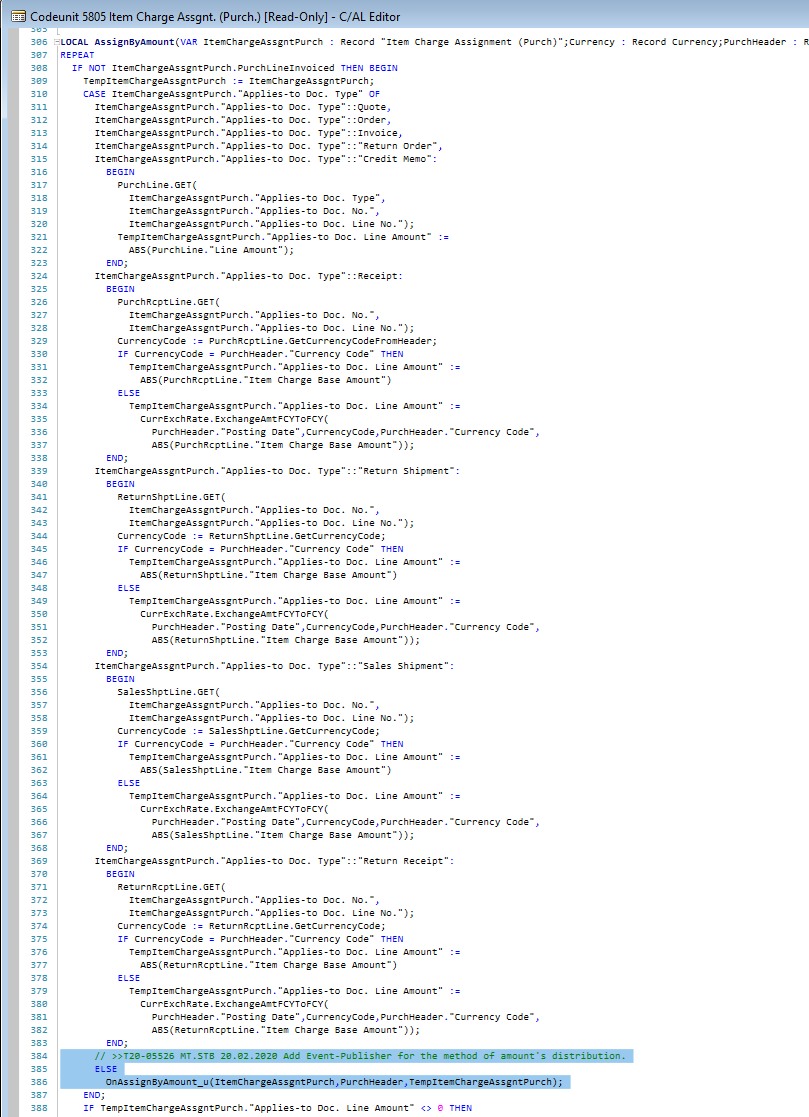 [Event Requests] Codeunit 5805 - "Item Charge Assgnt. (Purch.)". · Issue #6209 · microsoft ...