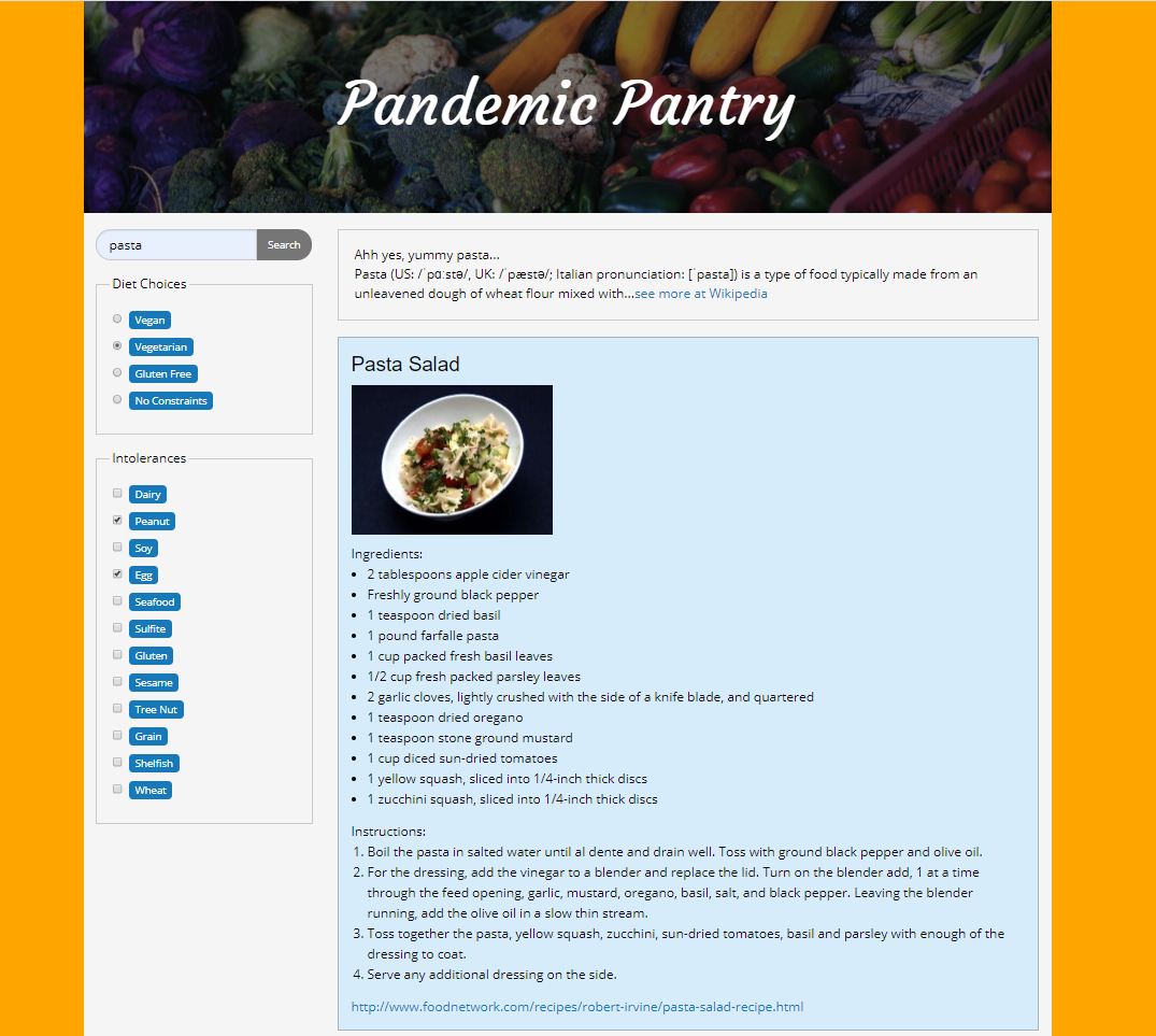 GitHub - alyssahellrung/Pandemic-Pantry: A web app that allows users to search for recipes based ...