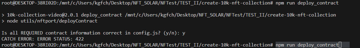 [bug] Error Error Status 422 By Npm Run Get Contract · Issue 188 · Codestackr Create 10k