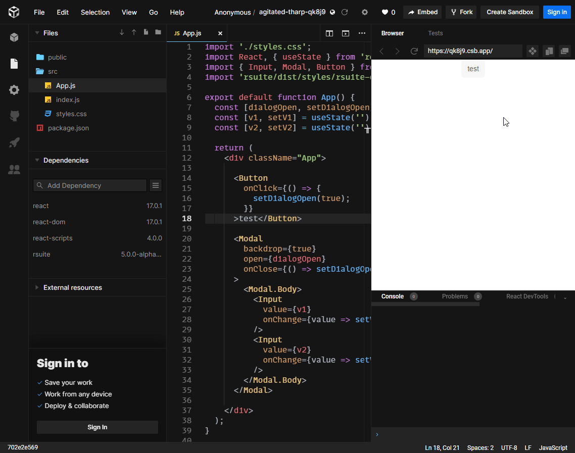 Modal with input disallows entering text · Issue #1570 · rsuite/rsuite ...