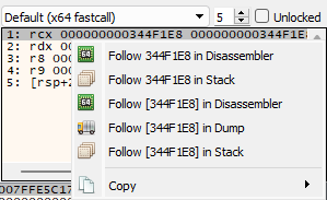 "Follow in dump" missing in arguments view · Issue #3229 · x64dbg ...
