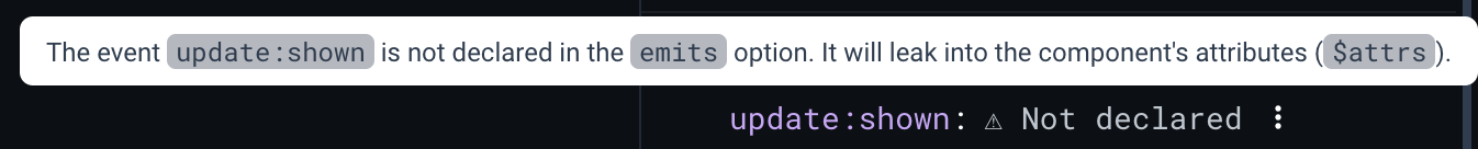 Didn't declare any emits in `PopperWrapper` so all event listeners won ... Didn't declare any emits in `PopperWrapper` so all event listeners won ...