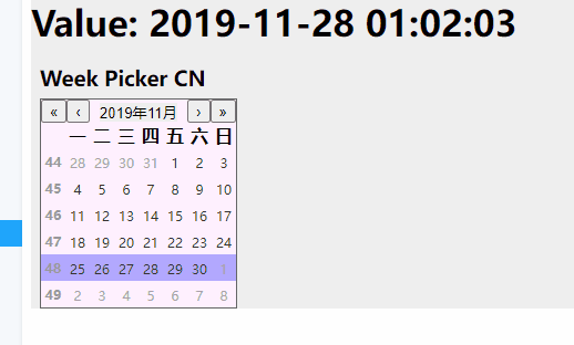 DatePicker Week selector shows current week as selected in every year ...