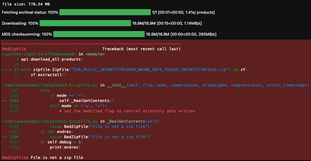 Sentinel-2 L1C data can not be downloaded and unzipped correctly · Issue #497 · sentinelsat ...