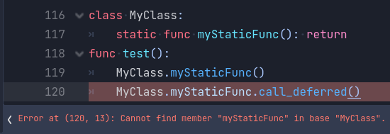 Parser and runtime error with static method accessed as member · Issue #73282 · godotengine ...