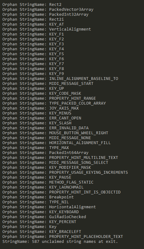 Multiple "orphan StringName" with class names on game shutdown · Issue #73554 · godotengine ...