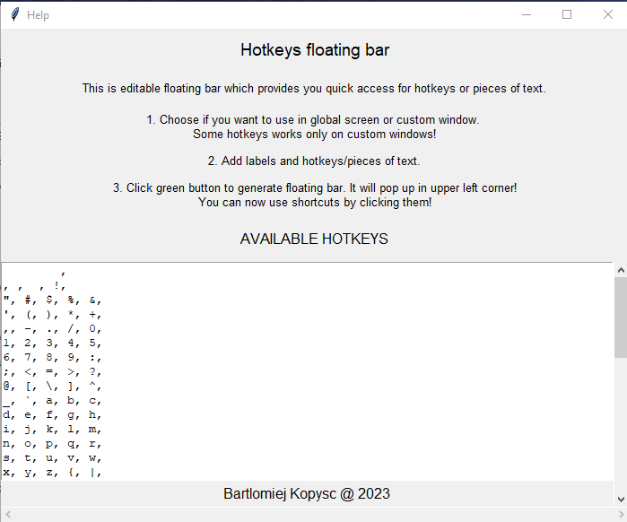 GitHub - BKopysc/floating-bar-hotkeys: Floating Bar with Hotkeys, made ...