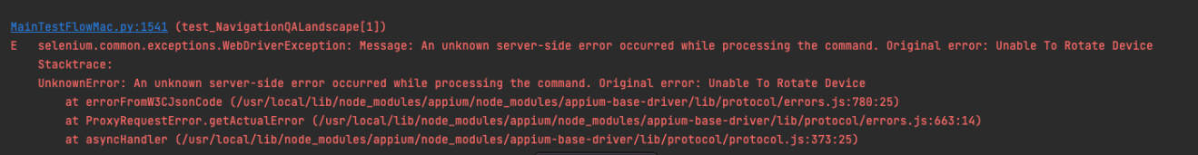 Error: An unknown server-side error, Unable to rotate device · Issue #18367 · appium/appium · GitHub