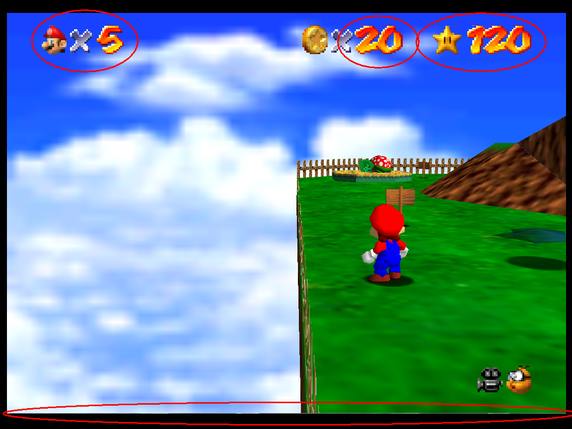 SM64 regression with GLideN64 rev.380f116e - Garbage lines around HUD ...