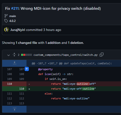 Wrong MDI-icon for privacy switch (disabled) · Issue #211 · JurajNyiri/HomeAssistant-Tapo ...