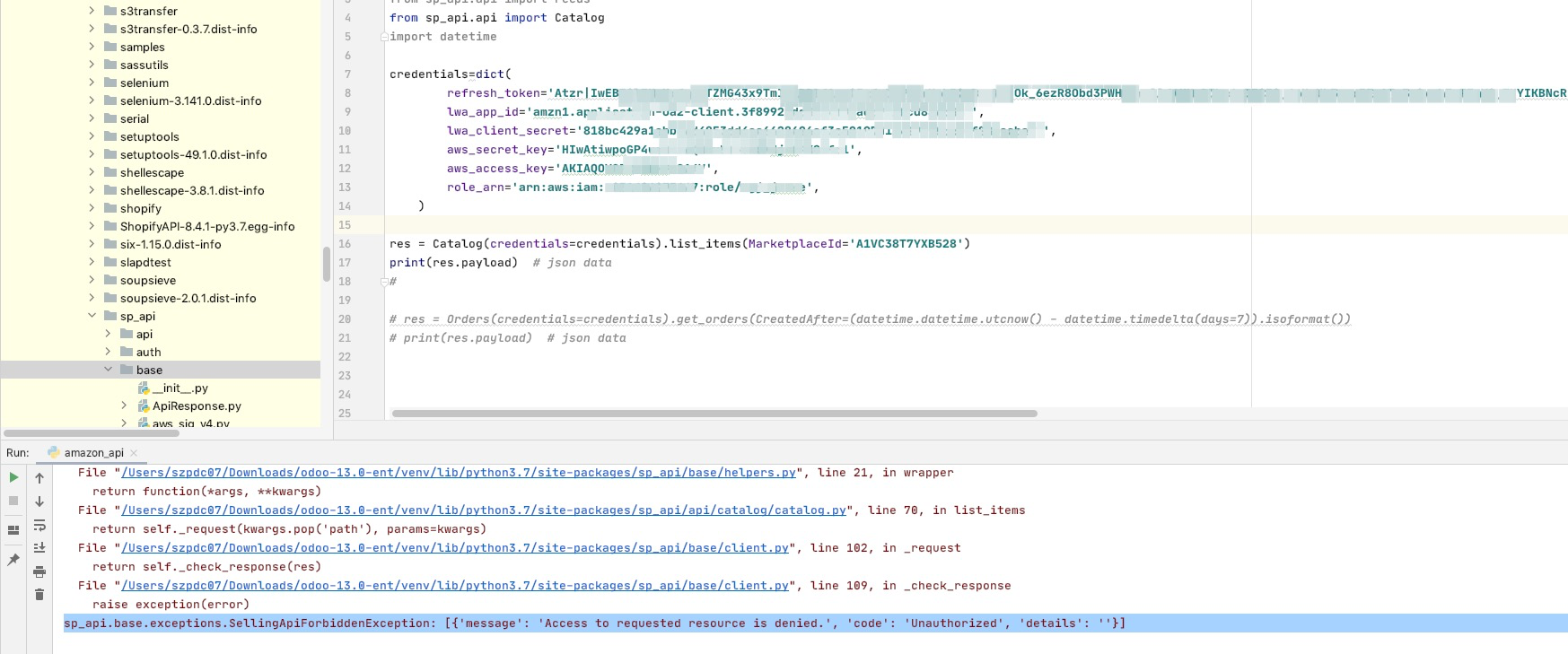 listCatalogItems 403 Access to requested resource is denied · Issue #736 · amzn/selling-partner ...