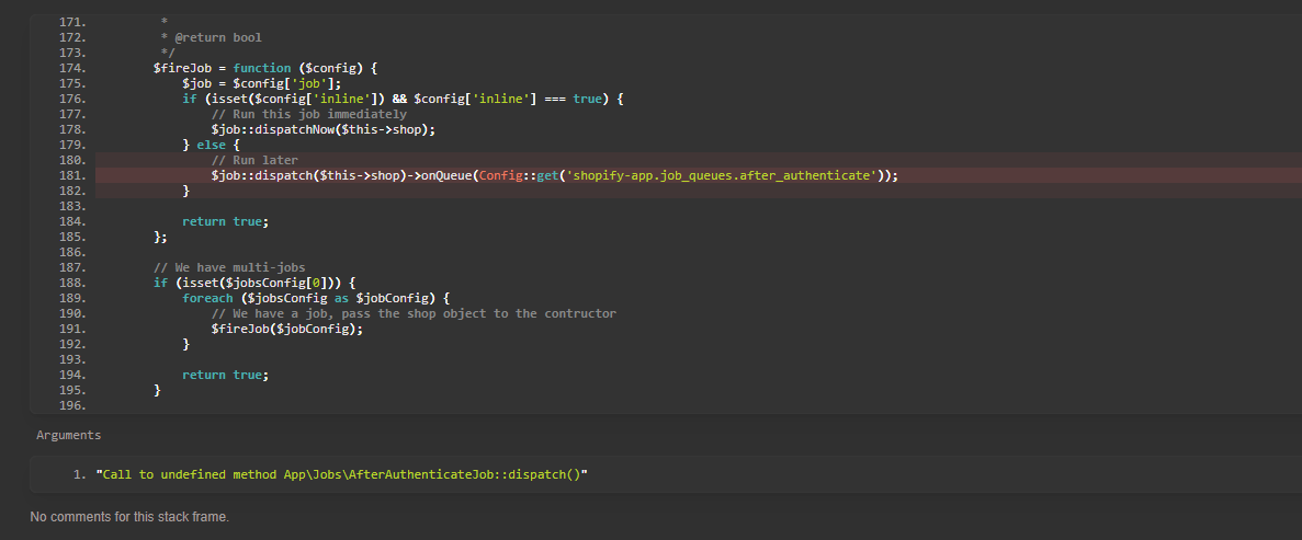 Call to undefined method App\Jobs\AfterAuthenticateJob::dispatch() after update from 3.x to 6 ...