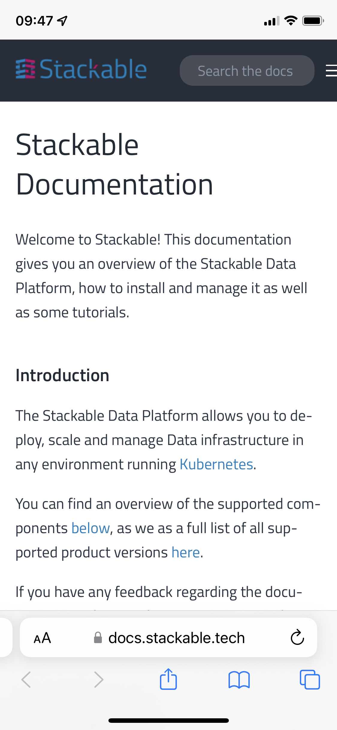 Make Docs Work Better On Mobile · Issue 212 · Stackabletech Documentation · Github