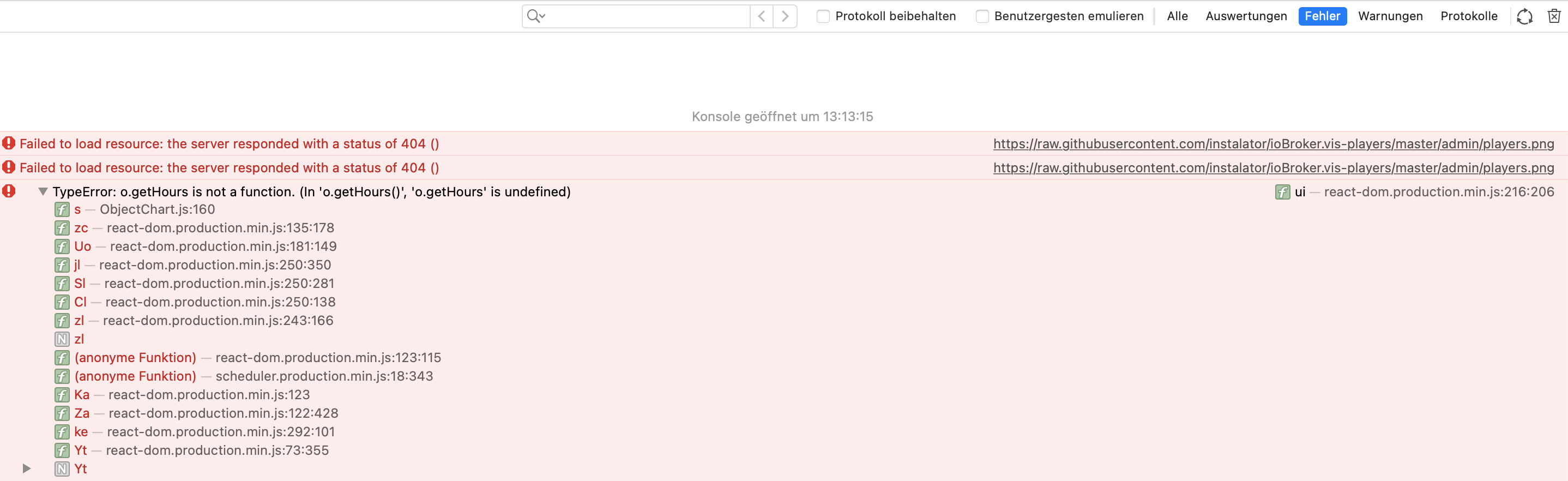 Error when looking at chart of influxdb/history/sql stored history ...