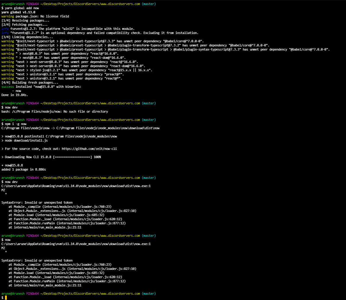 Unable to start on Windows · Issue #2255 · vercel/vercel · GitHub