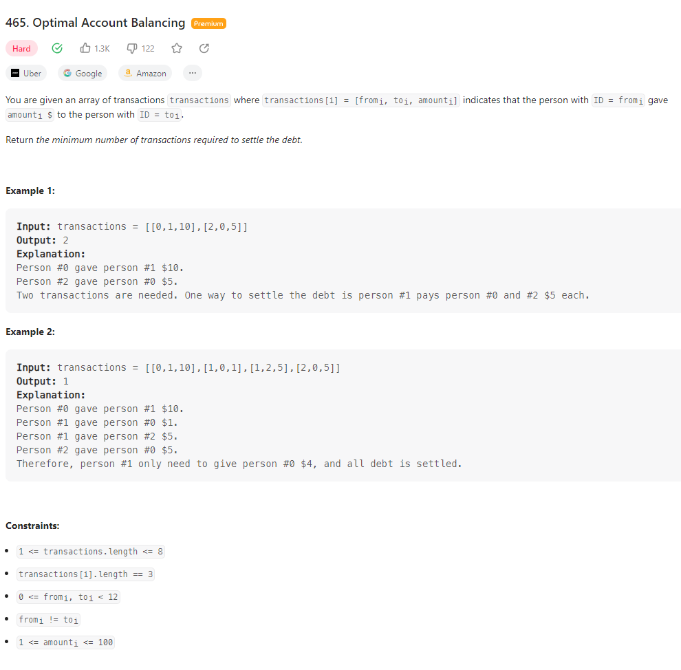 465. Optimal Account Balancing · Issue #9 · box-lin/notebook · GitHub