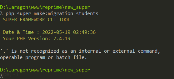 migration cli issues · Issue #1 · crudbooster/superframework · GitHub