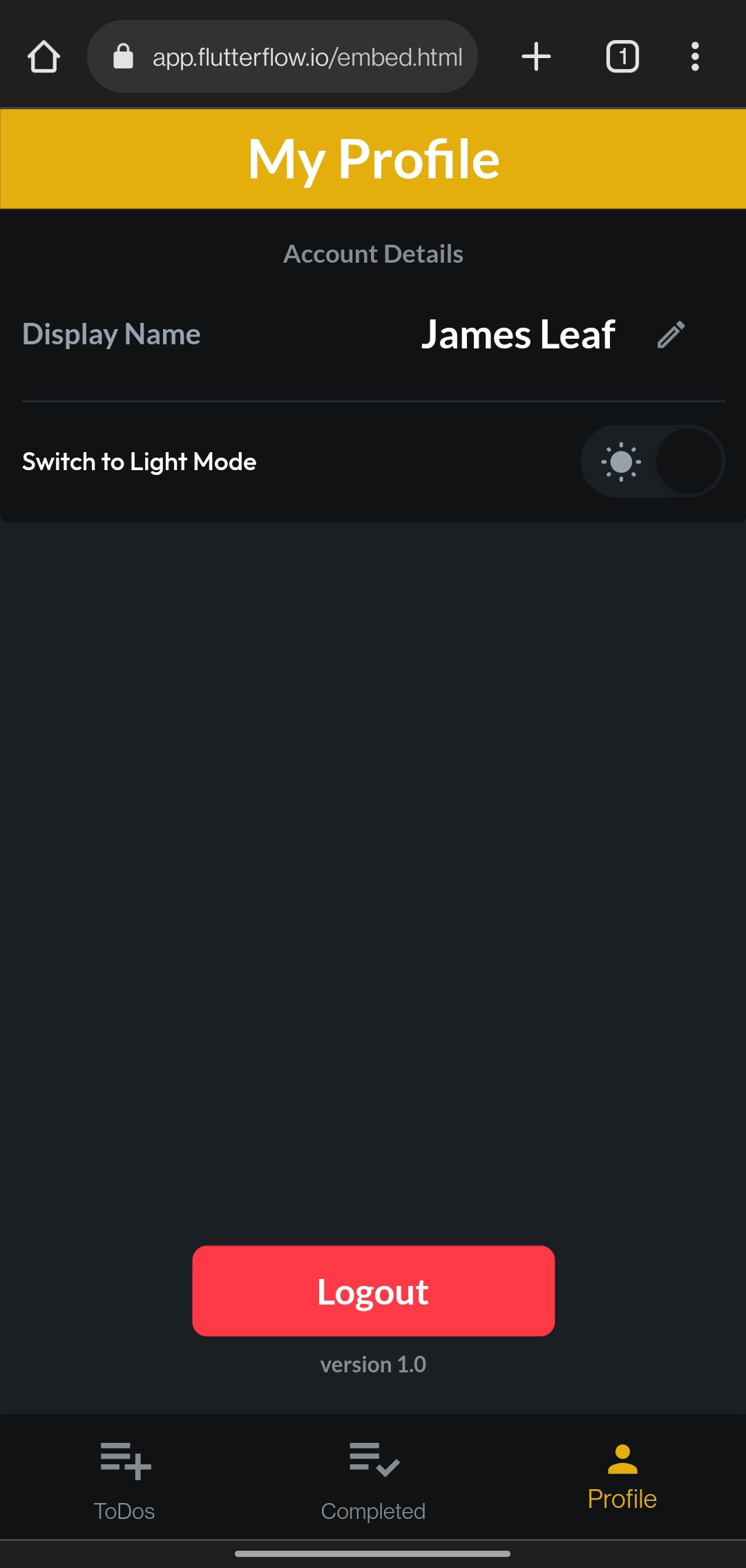 GitHub - jamesgade/toDoList-ff: flutterflow application - check/use in mobile