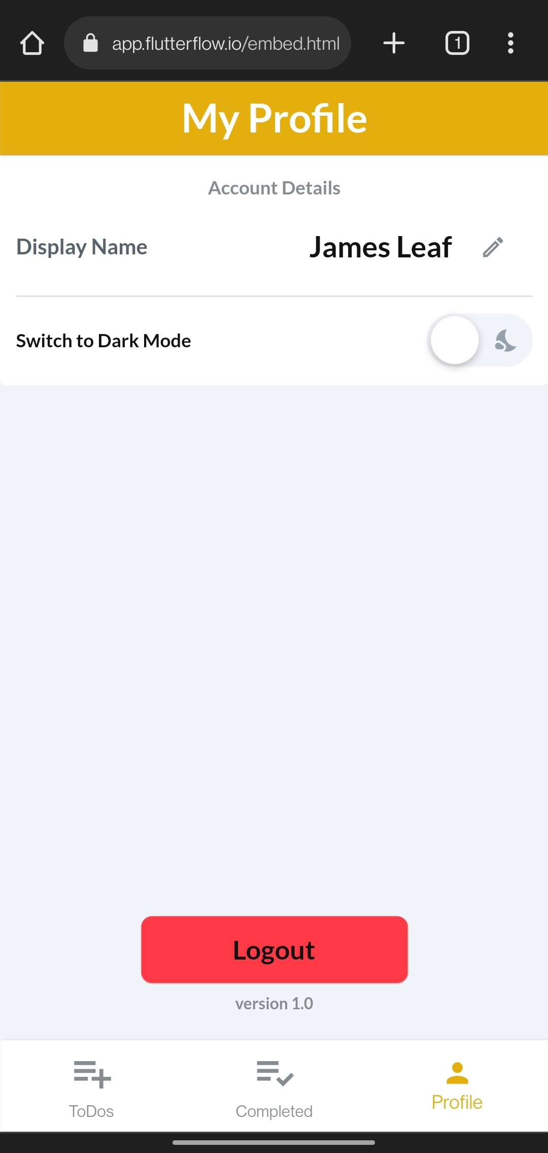 GitHub - jamesgade/toDoList-ff: flutterflow application - check/use in mobile