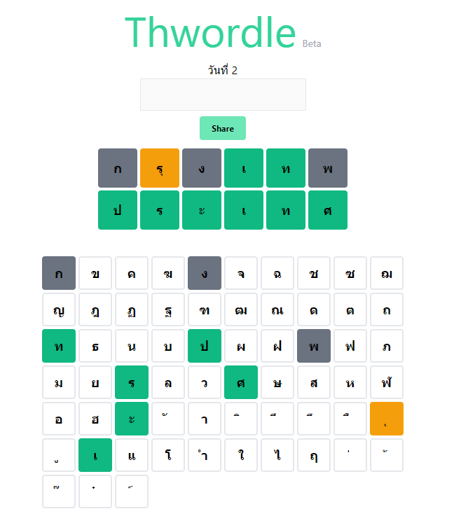 อยากให้ Hint ตัวอักษรที่มีสระ/วรรณยุกต์ติดอยู่ด้วย · Issue #1 · narze/thwordle · GitHub