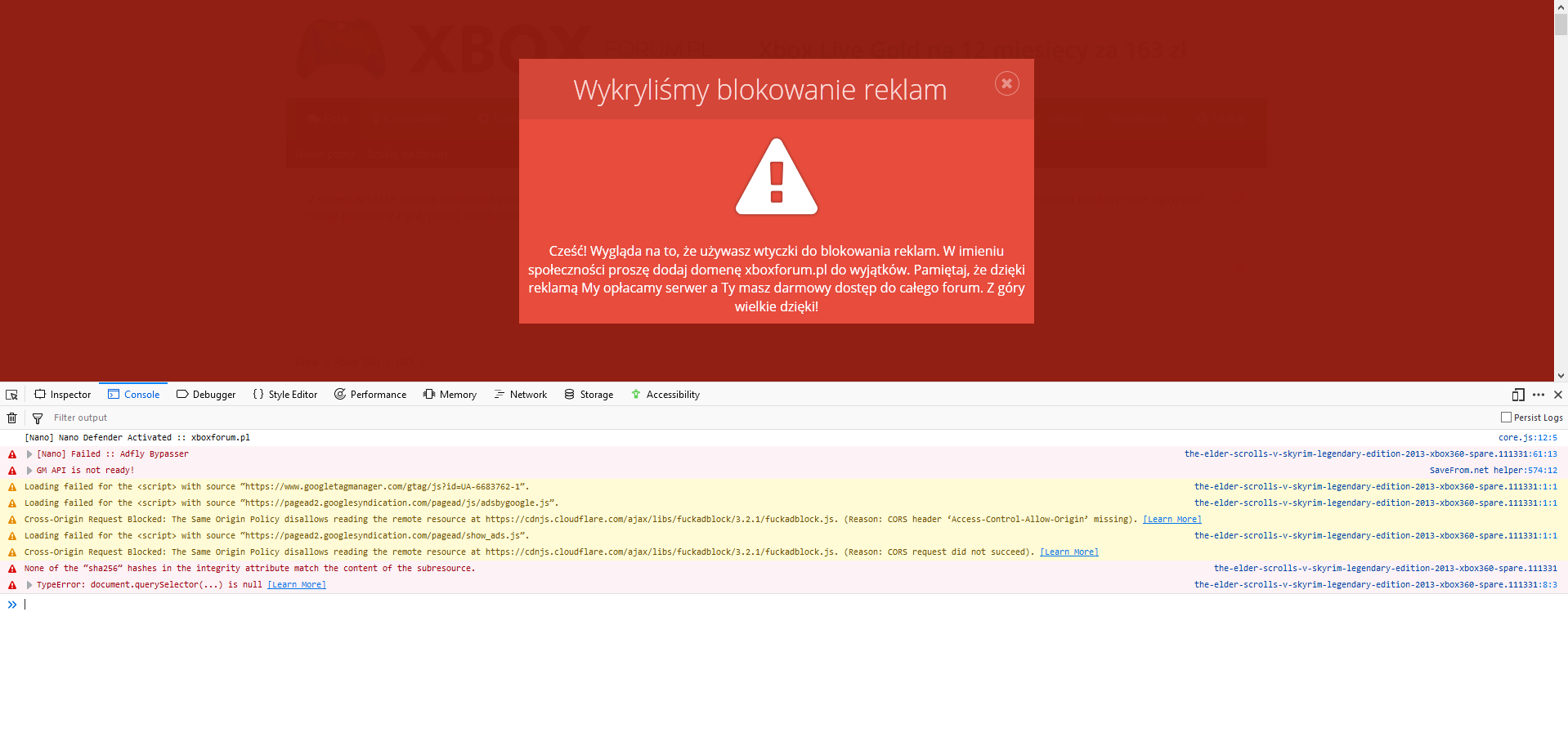 [Anti-adblock] xboxforum.pl · Issue #252 · NanoAdblocker/NanoFilters · GitHub