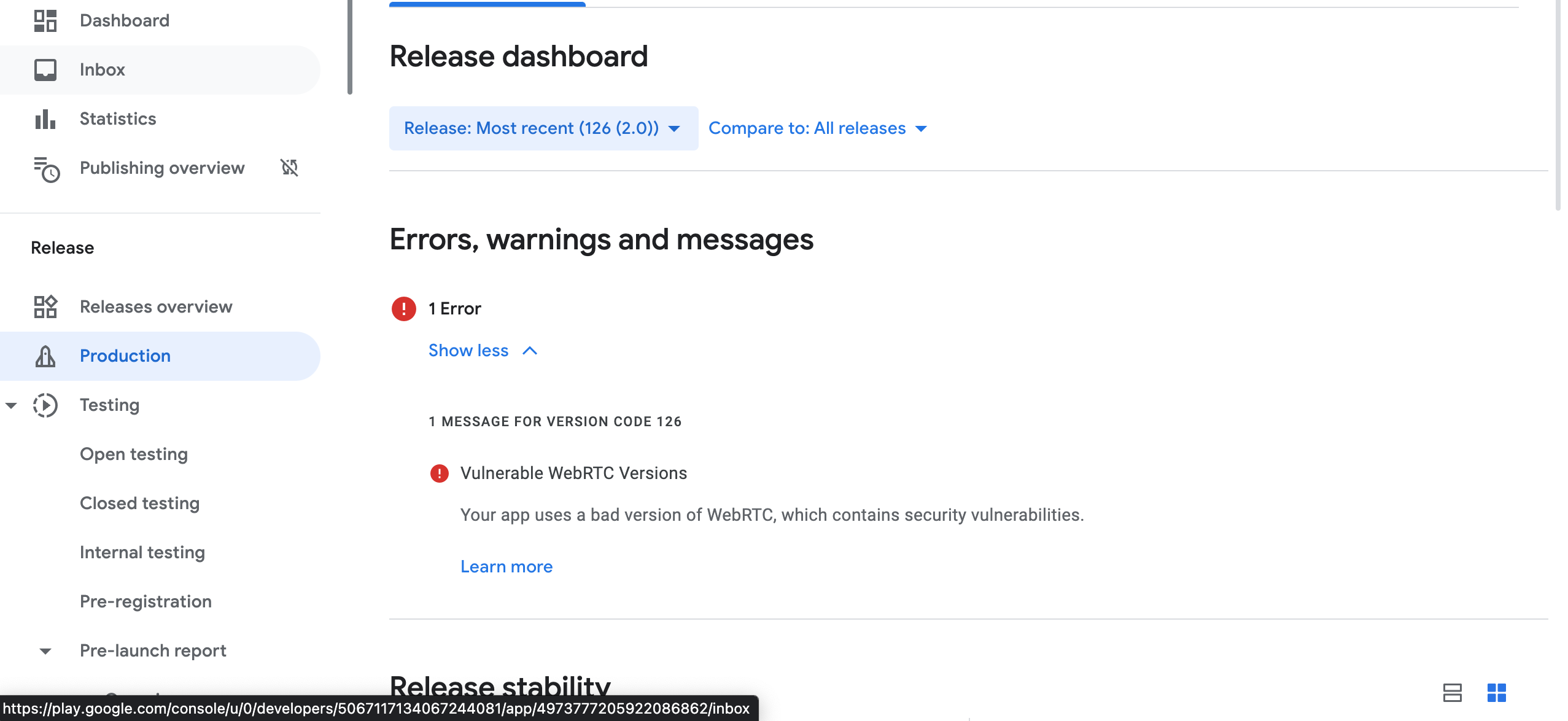 Playstore Error Vulnerable Webrtc Versions · Issue 513 · Awsamazon Chime Sdk Android · Github 
