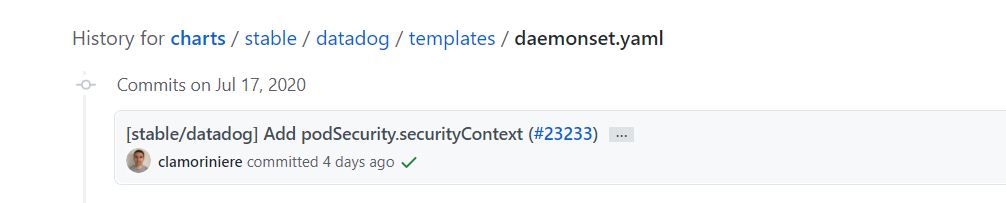 [stable/datadog] unknown field "rule" in io.k8s.api.core.v1.PodSecurityContext · Issue #23084 ...
