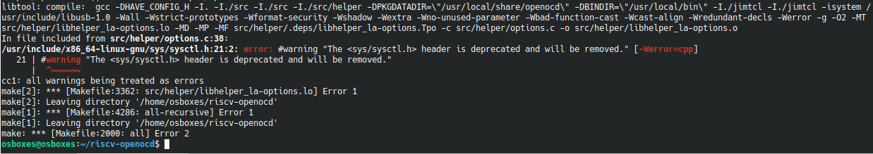 warning sysctl.h stop compilation · Issue #443 · riscv-collab/riscv-openocd · GitHub
