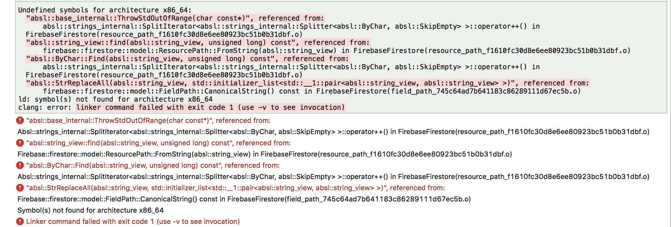 FirebaseFirestore missing some abseil object symbols · Issue #898 · firebase/firebase-ios-sdk ...