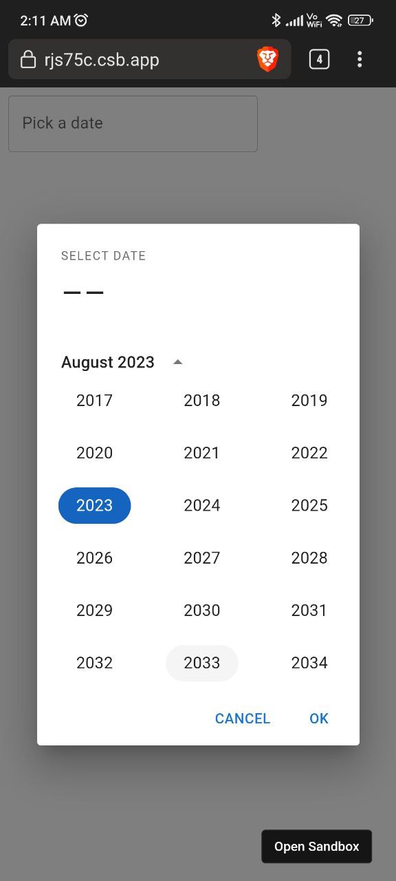 Mobiledatepicker In Year Selection Current Year Is Scrolled Out Of View · Issue 10126 · Mui Mui