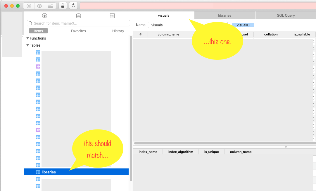 UX: Selected table on the left may not be what is viewed (selected tab ...