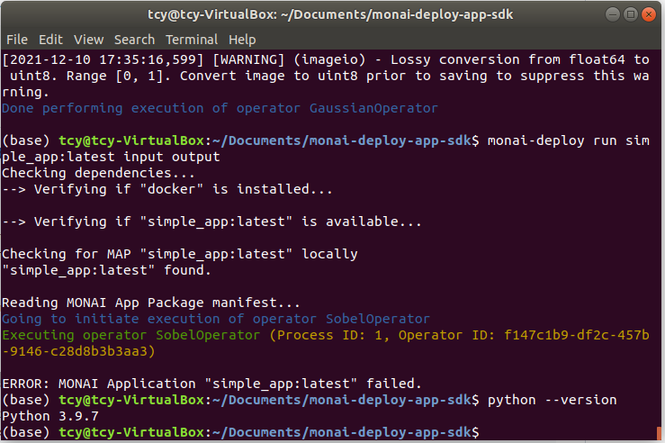 simple_app Executing packaged app locally Error · Issue #223 · Project-MONAI/monai-deploy-app ...