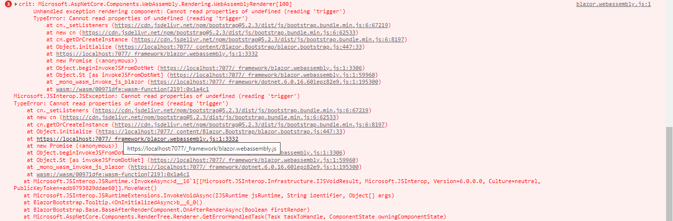 Tooltip is causing Unhandled error · Issue #202 · vikramlearning/blazorbootstrap · GitHub