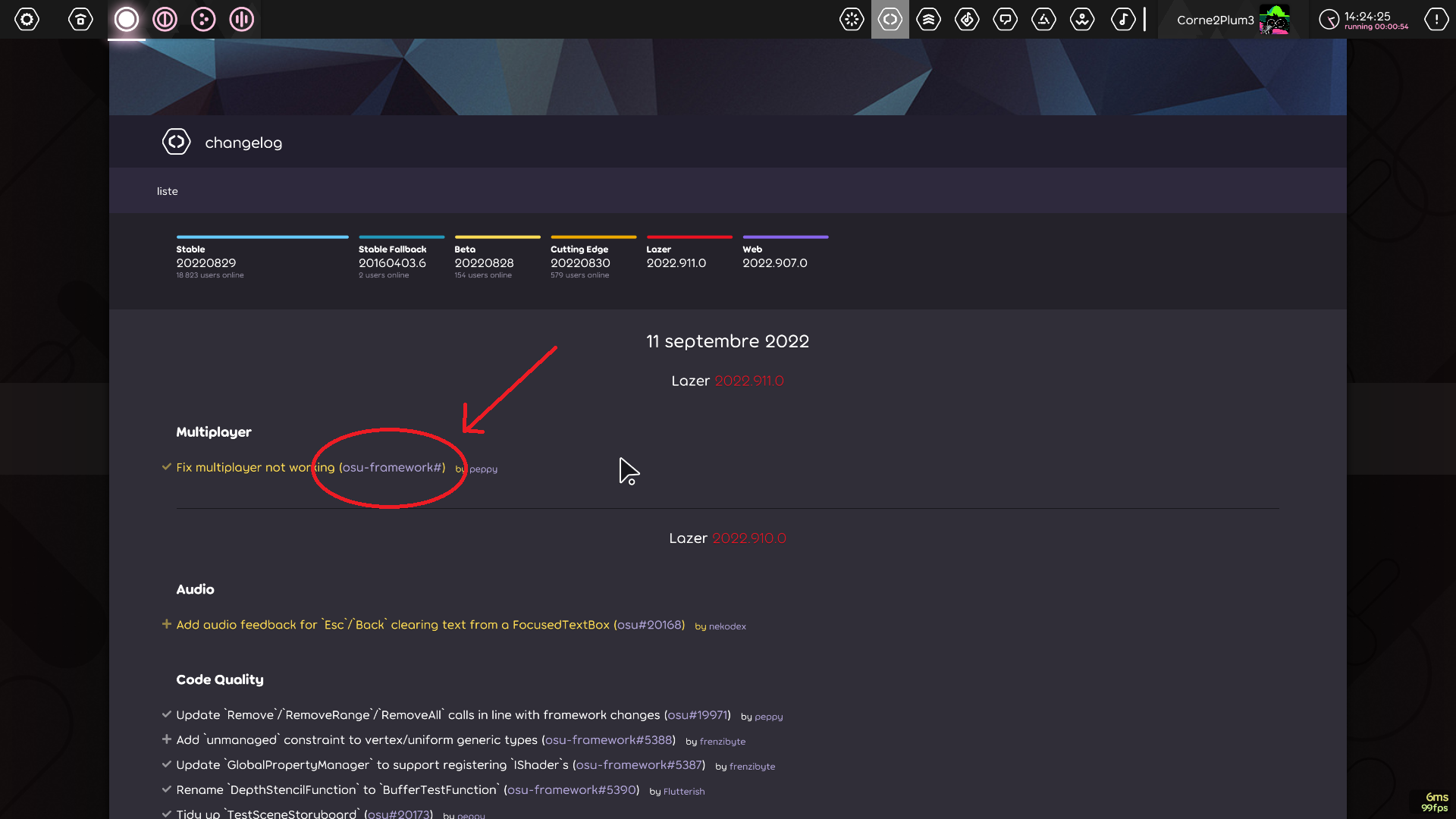 Clicking this link in the changelog make an error, and a double click crashes the game · Issue ...
