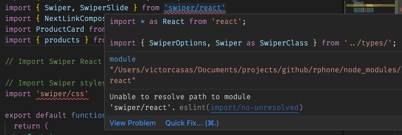 Unable to resolve path to module 'swiper/react' · Issue #5058 · nolimits4web/swiper · GitHub