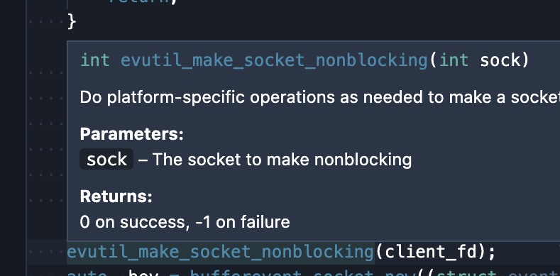 No documentation displayed when function declaration is not right after ...