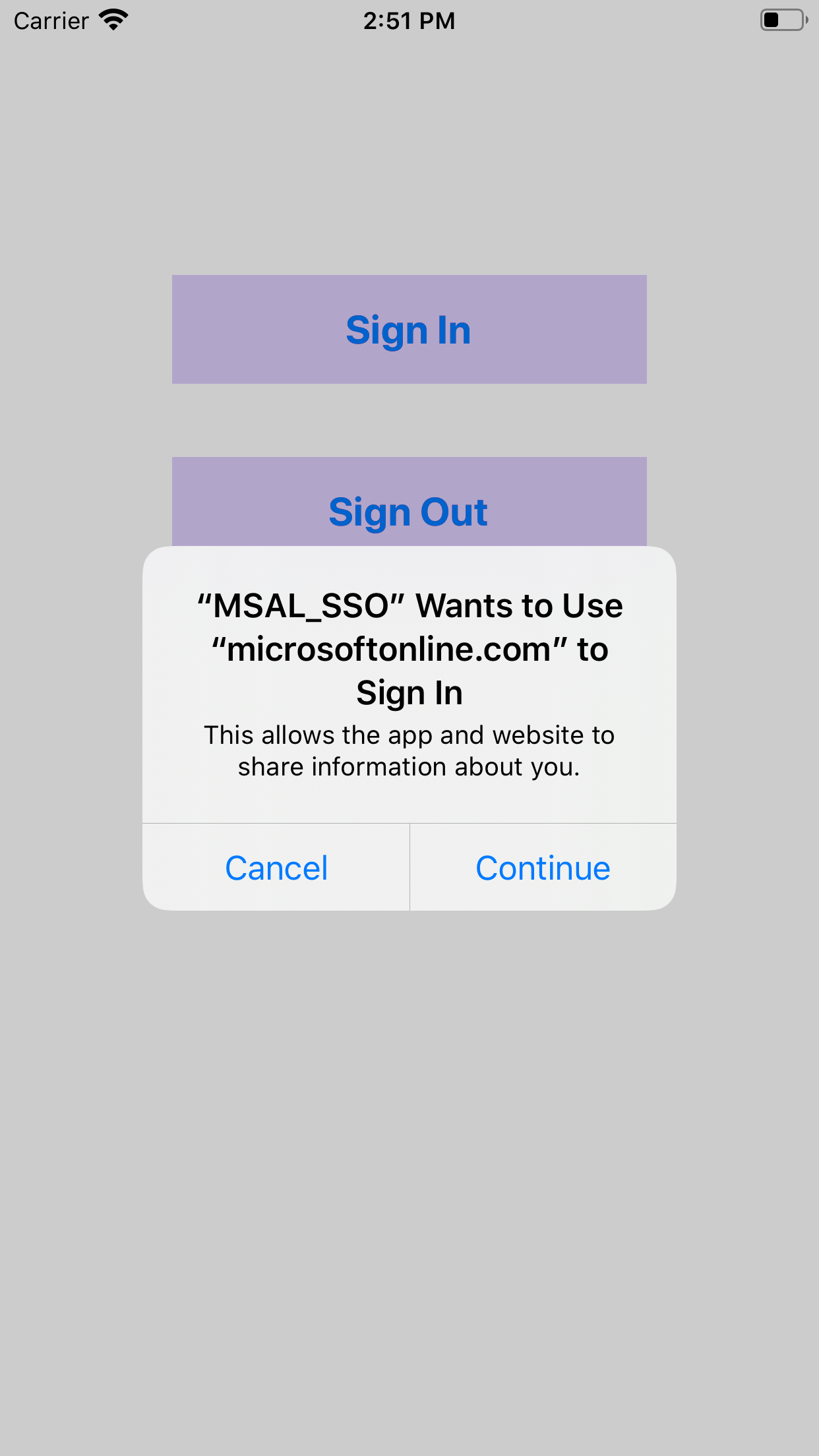 Getting same popup before displaying the Microsoft Login page · Issue ...