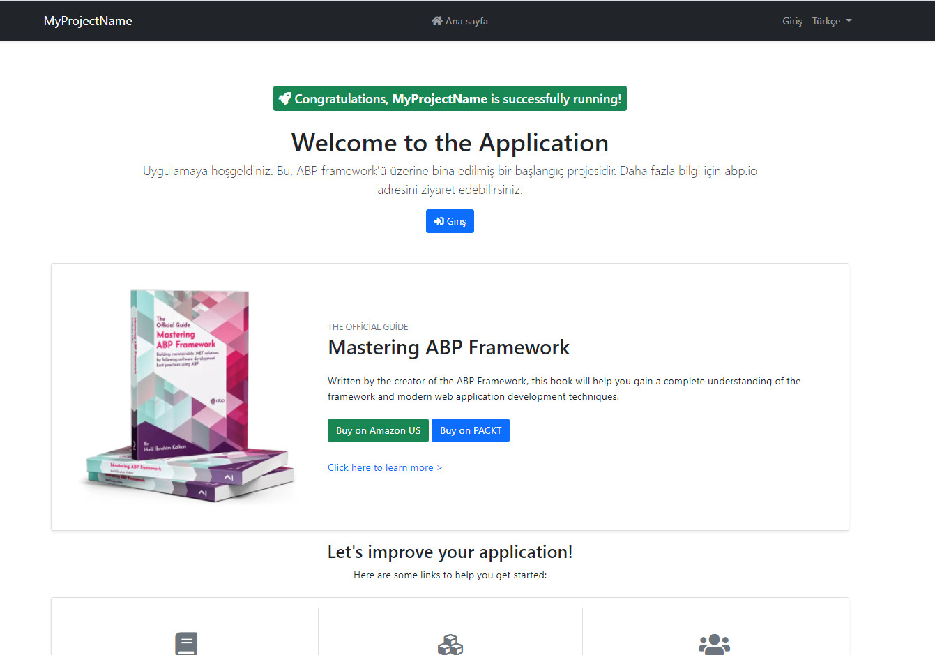 Put ABP Book to home pages of application startup templates by yekalkan ...