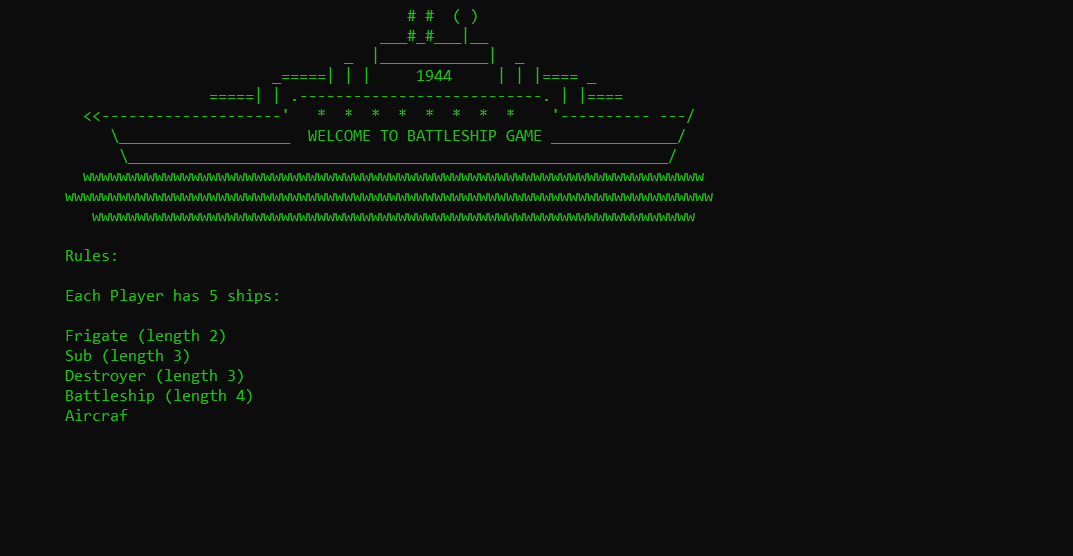 GitHub - sashaguner/Battleship: Console game written in C++