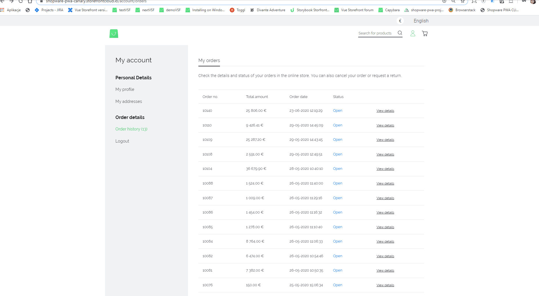 [BUG]No order history details in my account on canary · Issue #902 ...