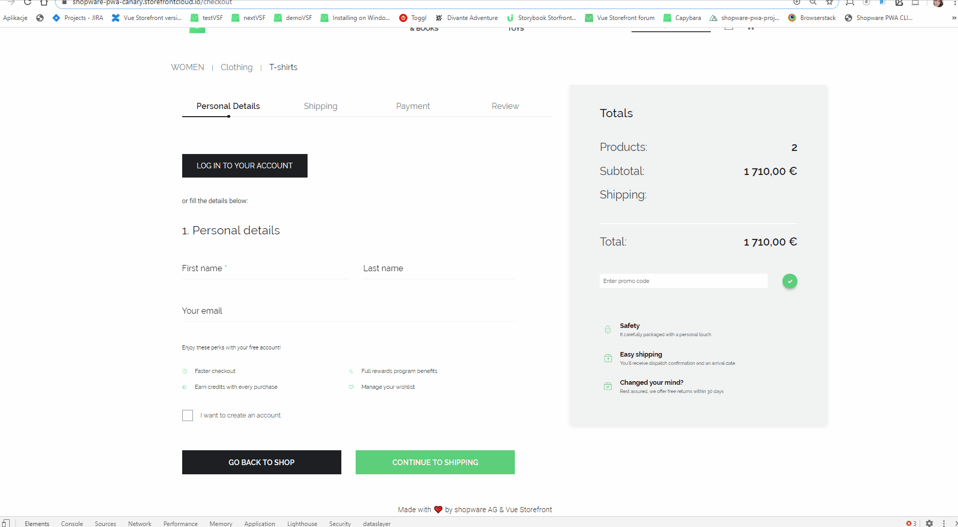 [BUG]'Go back to shop' button in checkout is not working · Issue #923 · vuestorefront/shopware ...