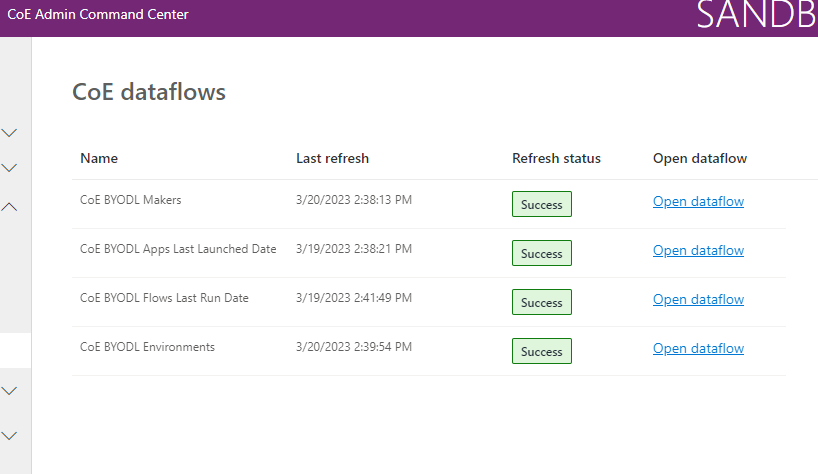 Coe Starter Kit Bug Coe Command Center Dataflows Page Missing Dataflows And Shortcut 