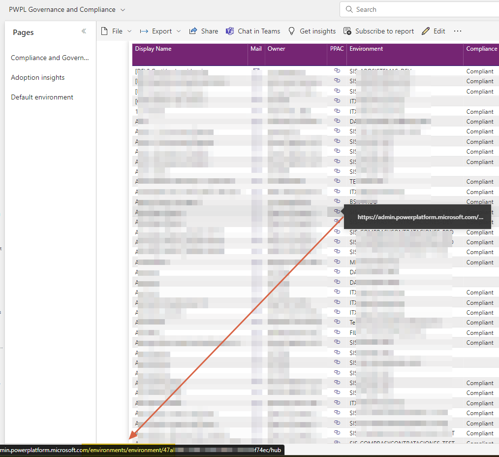 [CoE Starter Kit - BUG] PBI Gov and Compliance - PPAC link wrong for Default environment · Issue ...